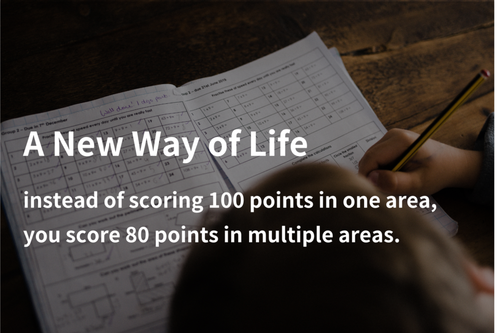 A New Way of Life: instead of scoring 100 points in one area, you score ...